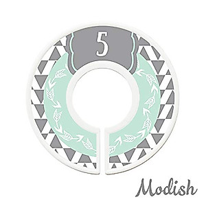 Modish Labels Kids Clothes Size Dividers, Clothes Organizer Kids, Closet Size Dividers, Closet Organizer System, School Clothes, Gender Neutral, Boy, Girl, Woodland, Arrows, Mint, Gray (Toddler/Child)