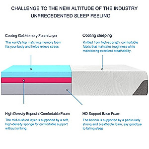 Molblly Queen Mattress, 10 inch Gel Memory Foam Queen Size Mattress in a Box, Medium Firm Bed Mattress Queen, Cool Sleep & Comfy Support, 10 Year Support