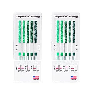 2 Pack - DrugExam THC Advantage Made in USA Multi Level Marijuana Home Urine Test Kit. Highly Sensitive THC 5 Level Drug Test Kit. Detects at 20 ng/mL, 50 ng/mL, 100 ng/mL, 200 ng/mL and 300 ng/mL (2)
