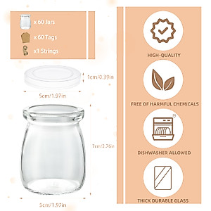 ihomecooker Small Mason Jars 60Pack, 3.4 oz/100 ml Glass Favor Jars with Lids, Candle jars,Yogurt Containers with Lids,Bath Salt Jars Wedding Favors Honey Pot