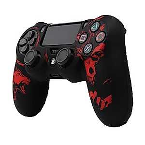 RALAN Laser Anti-Slip Controller Cover for PS4, Customized Silicone Skins Controller Controller Compatible for PS4 /PS4 Slim/PS4 Pro Controller (High Thumb Grip x 2,Laser Thumb Cap Grips x 2)