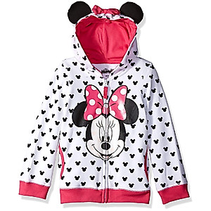 Disney Big Girls' Minnie Hoodie with Bow and Ear, White, Small/7