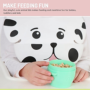 melii Silicone Weaning Bib for Babies & Toddlers, Large Food Catcher (Dog)