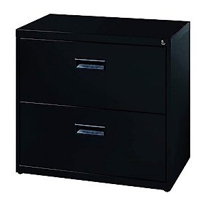 Hirsh 30 Inch Wide 2 Drawer Fully Assembled Steel Construction Metal Organizer Lateral File Cabinet for Home or Office with Built in Lock, Black
