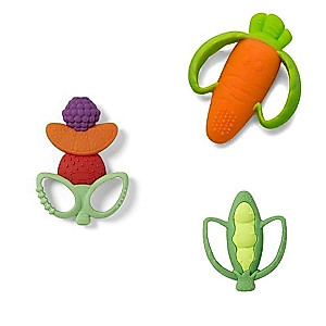 Infantino Teether Set - Lil' Nibble Teethers Fruit Kabob - Lil' Nibble Teethers Carrot - Lil' Nibble Teethers Pea Pod - 3 Teethers
