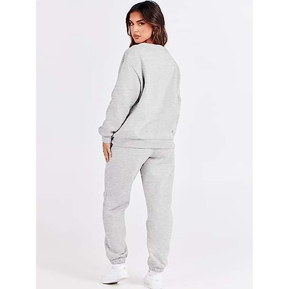 ANRABESS Women's 2 Piece Lounge Sets Fall Outfits Long Sleeve Cozy Casual Crew Neck Sweatsuit Matching Set 2023 Fashion Clothes Loungewear A1014qianhuahui-L