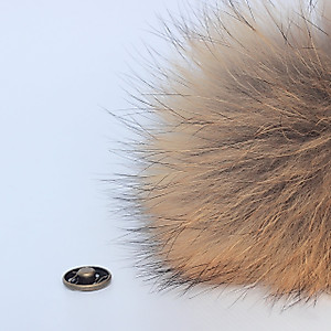 Fosrion 6.3" Diameter Big Raccoon Fur Pom Ball for Shoes Boots Hat Handbag Charms DIY Snap Button (Natural Raccoon)