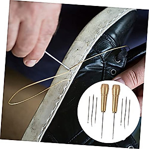 SEWACC 2 Sets Cobbler Tool Leather Tools Punch Down Tool Hand Sewing Kit Stitching Awls Canvas Tool Bag Hotfix Tool Crochet Prickers DIY Leather Craft Supplies Shoe Repair Tools Suture