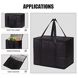 Kichvoe Insulated Food Cooler Bags Non-woven Thermal Food Tote Bags Catering Pizza Bags Food Carrying Bag with Bottom Board for Food Warm Outdoor Picnic