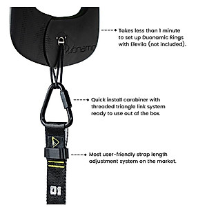 Duonamic Wooden Rings | Portable Exercise System Works Eleviia Pull Up Bar | Most User-Friendly Adjustable Straps | Exercise Core, Chest, Back, Triceps and Much More
