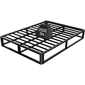 Firpeesy Upgrade Anti Bending and Round Corner Legs 10 inch Metal Full Bed Frame 3500 LBS Heavy Steel Slats Support Platform Bed Frames No Box Spring Needed Platform Noise Free Easy Assembly