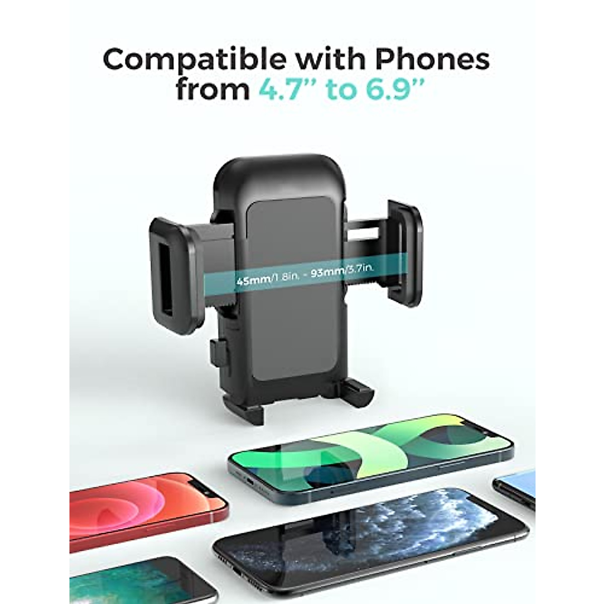 Car Cell Phone Holder Mount - Strong Suction Cup Windshield Dashboard Phone Holder, Long Arm Car Cell Phone Holder Compatible with iPhone 14 13 12 11 X 8 7 6 Series and Other Phones Under 6.9 inches