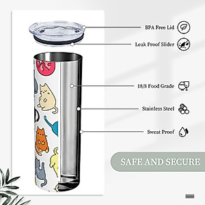 Xinvast Cat Gifts for Women 20oz Tumbler, Stainless Steel Vacuum Insulated Coffee Mug Water Bottle for Travel, Home, Office - Cat Lovers