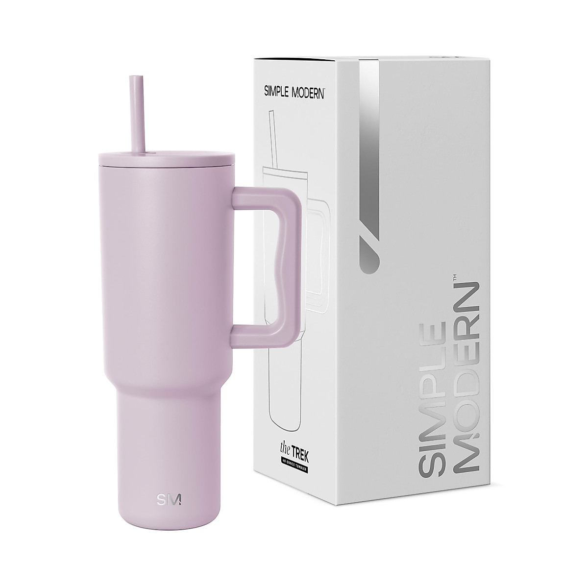 Simple Modern 40 oz Tumbler with Handle and Straw Lid | Insulated Reusable Stainless Steel Water Bottle Travel Mug Iced Coffee Cup | Gifts for Women Men Her | Trek Collection | 40oz | Lavender Mist