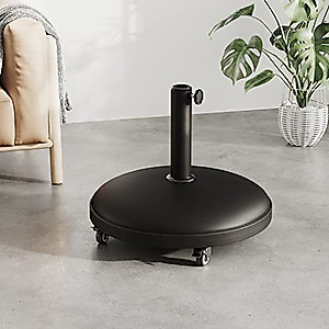 Sundale Outdoor Heavy Duty Umbrella Base, 55 LBS Plastic Shell Concrete Mobile Stand with 4 Wheels for Patio, Deck, Garden, Poolside, Black