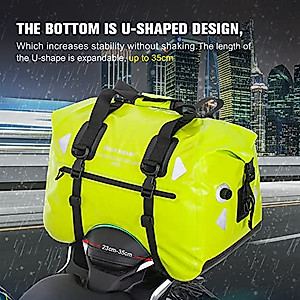 WILD HEART Motorcycle Rear Seat Bag U shape 50L Waterproof Tail Duffel Bag Motorbike Luggage With Strape (Fluorescent green)
