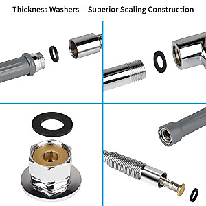 KANONEY Pre Rinse Hose with Spray Valve 38" Stainless Steel Flexible Hose Commercial Sink Sprayer Nozzle Head Replacement Kit for Industrial Restaurant Commercial Kitchen Faucet