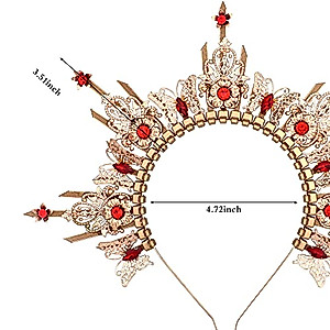 COSUCOS Halo Crown Headpiece Gold Sunburst Crown Queen Headdress Goddess Headband Wedding Renaissance Tiara Birthday Party Photo Shoot Cosplay Butterfly Handmade Accessories