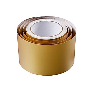 Yija 5M Frosted Gold Self Adhesive 3D Peel and Stick Waterproof Wall Border Easy to Apply Kitchen Bathroom Tiles Sticker 4 x196.8 inch