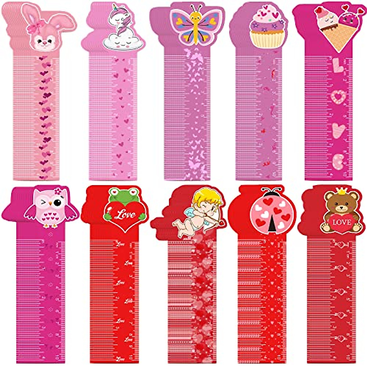 100 Pieces Valentine's Day Bookmark Ruler for Happy Valentine Day Teacher Prizes Classroom Students 10 Styles for Classroom, School, Valentine's Day Parties Favor Exchanges