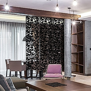 Lchen Hanging Room Divider Panels,12pieces PVC Screen Panels for Home Room Hotel and Bar Decoration(Black01)