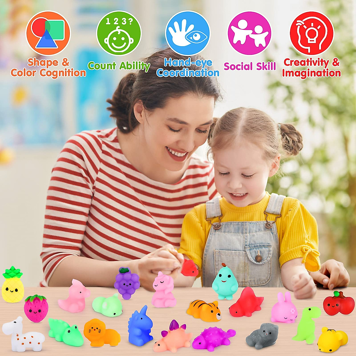 85Pcs Mochi Squishy Toys Party Favors for Kids Kawaii Animal Mini Squishies Stress Relief Toys Birthday Xmas Easter Gifts for Girl Boy Classroom Prizes Goodie Bag Fillers Easter Egg Fillers Random