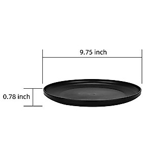 9.75-inch Black Plastic Dinner Plates, Set of 8, Microwave/Dishwasher Safe, BPA Free (8, Black)
