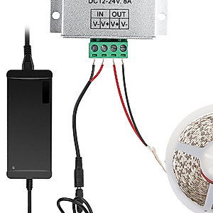 SUPERNIGHT 12V Dimmer Switch, Dimmer Knob Aluminium Case DC12V-24V 8A Single Channel Knob Dimmer Controller for LED Strip Bulb Lamp Light 5050 3528 5630 Single Color LED Strips