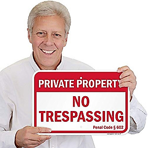SmartSign 12 x 18 inch “Private Property - No Trespassing” Official California State Metal Sign, 63 mil Laminated Rustproof Aluminum, Red and White