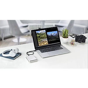 LaCie Mobile Drive 5TB External Hard Drive Portable HDD – Moon Silver USB-C USB 3.0, for Mac and PC Desktop, 1 Month Adobe CC (STHG5000400)