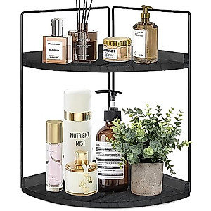 Modesign 2-Tier Bathroom Counter Organizer, Bathroom Corner Storage Shelf, Bathroom Trays for Counter Vanity Organizer, Cosmetic Holder Perfume Makeup Organizer Standing Rack, Kitchen Spice Rack