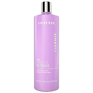 PRAVANA The Perfect Blonde Purple Toning Shampoo | Neutralizes Brassy, Yellow Tones | For Color-Treated Hair | Adds Strength, Shine, Elasticity | 33.8 Fl Oz