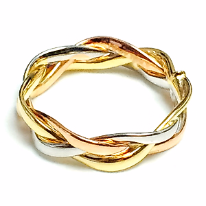 Jewelry Affairs 14K Tri-Color Gold Intertwined Braided Ring, 5mm, Size 9
