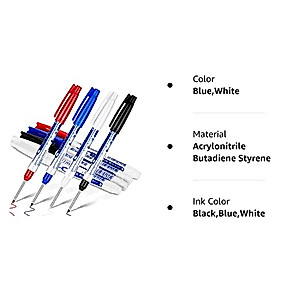 4 Pcs Deep Reach Markers Long Nose Marker Waterproof Deep Hole Marker Carpenter Ink Marker 30 mm Reach Permanent Markers and Marker Pens for Carpenters Builders Construction, 4 Colors