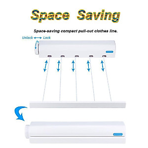 Retractable Folding Clothesline, Drying Rack Telescopic Retractable Clothesline, Indoor Drying Rope Hanger 4 Lines or 5 Lines, Drying Rope Hanger (Size : Fourth line)