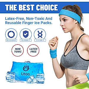 Utoo Finger and Toe Cold Gel Ice Pack,Reusable Compression Sleeve,No-Toxins and Latex Freefor Injuries, Arthritis,Tendonitis, Gout, Sprains