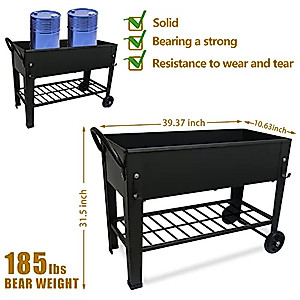 aboxoo Large Planter Raised Beds with Legs Outdoor Metal Planter Box on Wheels Elevated Garden Bed for Vegetables Flower Herb Patio (40" L x 11" W x 31.5" H)