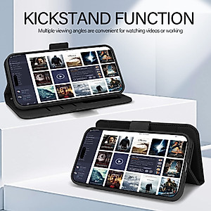 FYY Wallet Case for iPhone 14 Pro Max 6.7", PU Leather iPhone 14 Pro Max Case Wallet with Card Holder, iPhone 14 Promax Wallet Case with Stand and Note Pocket, iPhone 14 Pro Max 5G Leather Case Black