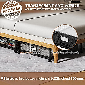 Under Bed Storage, Under the Bed Storage Containers with Wheels, Under Bed Shoe Storage Organizer Drawer, Tool-free Assembly Metal Underbed Storage Containers for Bedroom Clothes Shoes Blankets -4Pack