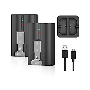 2 Packs 6040mAh Rechargeable Battery and Dual USB Charging Station Compatible with Ring, for Video Doorbell Camera 2/3/4, Stick Up Cam Battery and Spotlight Cam Battery 3.65V Lithium-Ion Batteries