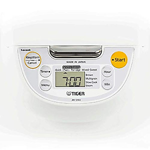 Tiger Japan Made Synchro-Cooking 5.5-Cup Micom Rice Cooker and Warmer with 10 Cooking Menu Settings, Stainless Steel Non-Stick Inner Pot and Tacook Cooking Plate, Lets you Cook Rice and Main Dish at the Same Time