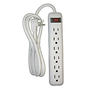 Prime Wire & Cable PB801115 6-Outlet Power Strip with 14-3 SJT 8-Feet Cord,White