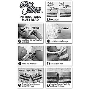 Black Sock Snaps, Sock Locks, Sock Clips for Washer and Dryer, Socks Organizer for Closet, Sock Keeper, Easy to Use Laundry Tool for Socks - 3 Pack Set, 8 Pairs per