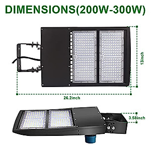 OSTEK 300W LED Parking Lot Lights LED Shoebox Street Pole Light with Dusk to Dawn Photocell, IP66 42000LM Commercial LED Area Road Lighting 5000K DLC UL