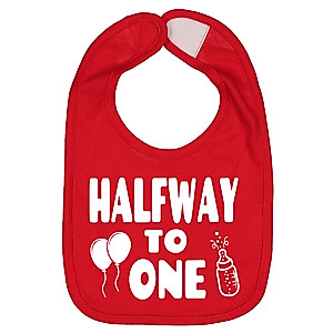 Aiden's Corner Handmade Cute Baby Boy Girl Half Birthday Bibs - Halfway To One (Red)