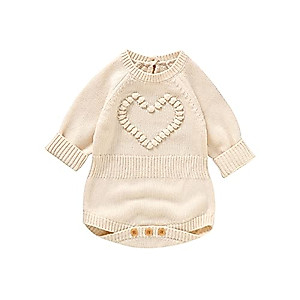Baby Girls' Bodysuit Newborn Clothes Toddler Sweater Romper Long Sleeve Pullover Winter Infant Onesies Spring For Photo Shoot Yellow-9-12 Months