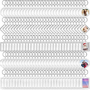Ecally 150 Pcs Photo Frame Picture Keychains Pendant Blank Photo Insert Keychains Translucent Clear Acrylic Key Rings Make Your Own Keychain Clear Keychain Picture Holder for DIY Gifts Craft Kids