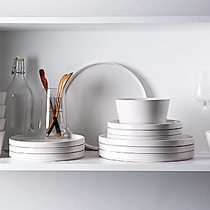 AmorArc Ceramic Plates Set of 6, Matte Glaze 8.0 Inch Dishes Set for Kitchen, Dessert,Salad,Appetizer, Small Dinner Plates, Microwave & Dishwasher Safe, Scratch Resistant, Matte White