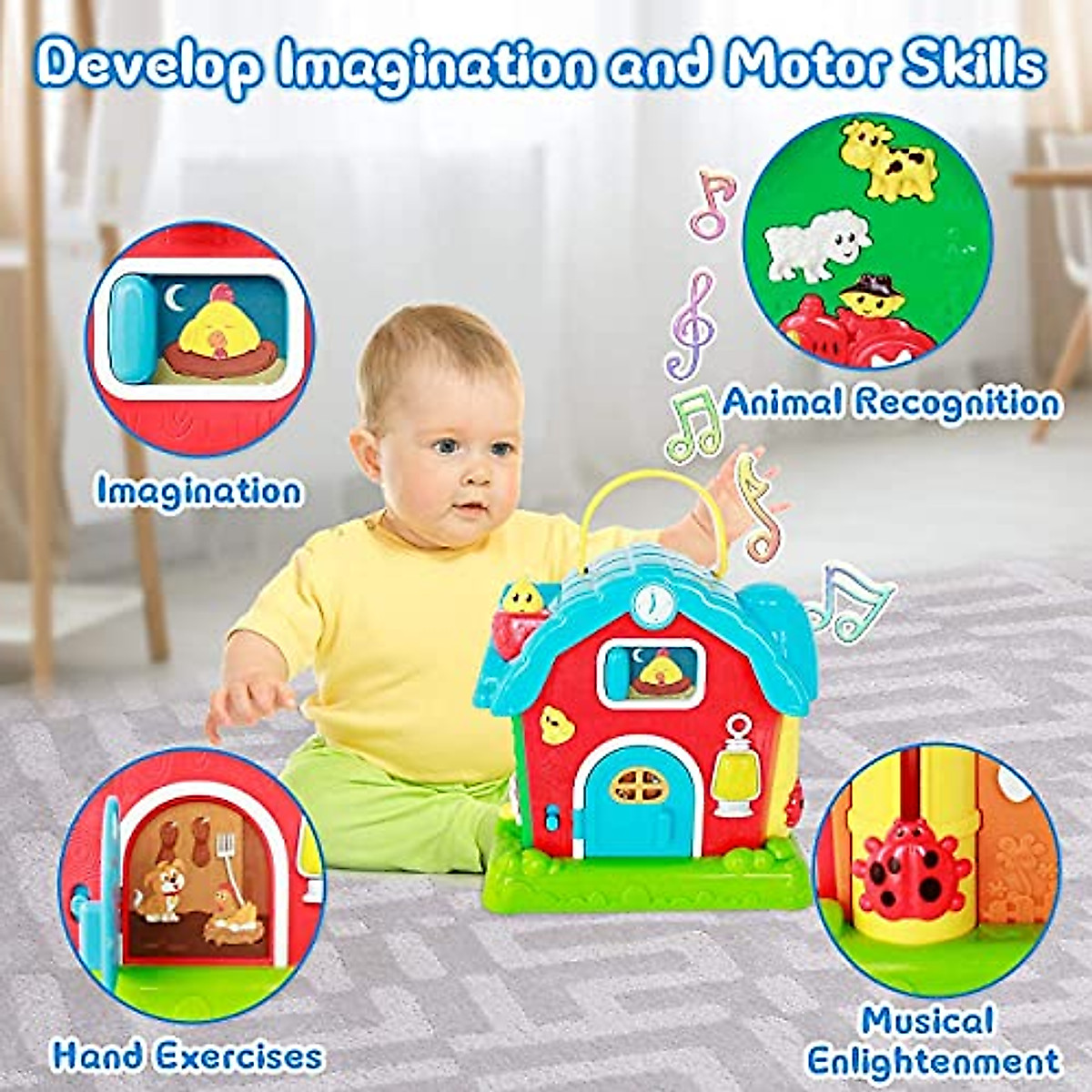 HISTOYE Musical Barn Activity Cube Learning Baby Toys for 1 Year Old Developmental Toddler Early Educational Baby Toys 12-18 Months Interactive Toys for 1 2 3 4 Year Old Girls Boys