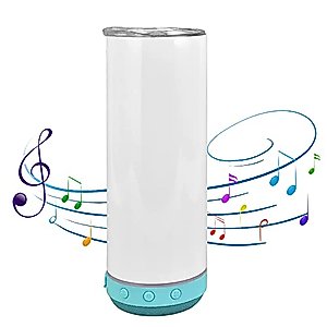 Bluetooth Speaker Cup, 20oz Bluetooth Music Cup Portable Detachable Stainless Steel Sublimation Music Insulated Bottle Insulated Mug Vacuum Water Bottle (Blue Bottom)(Blue background)